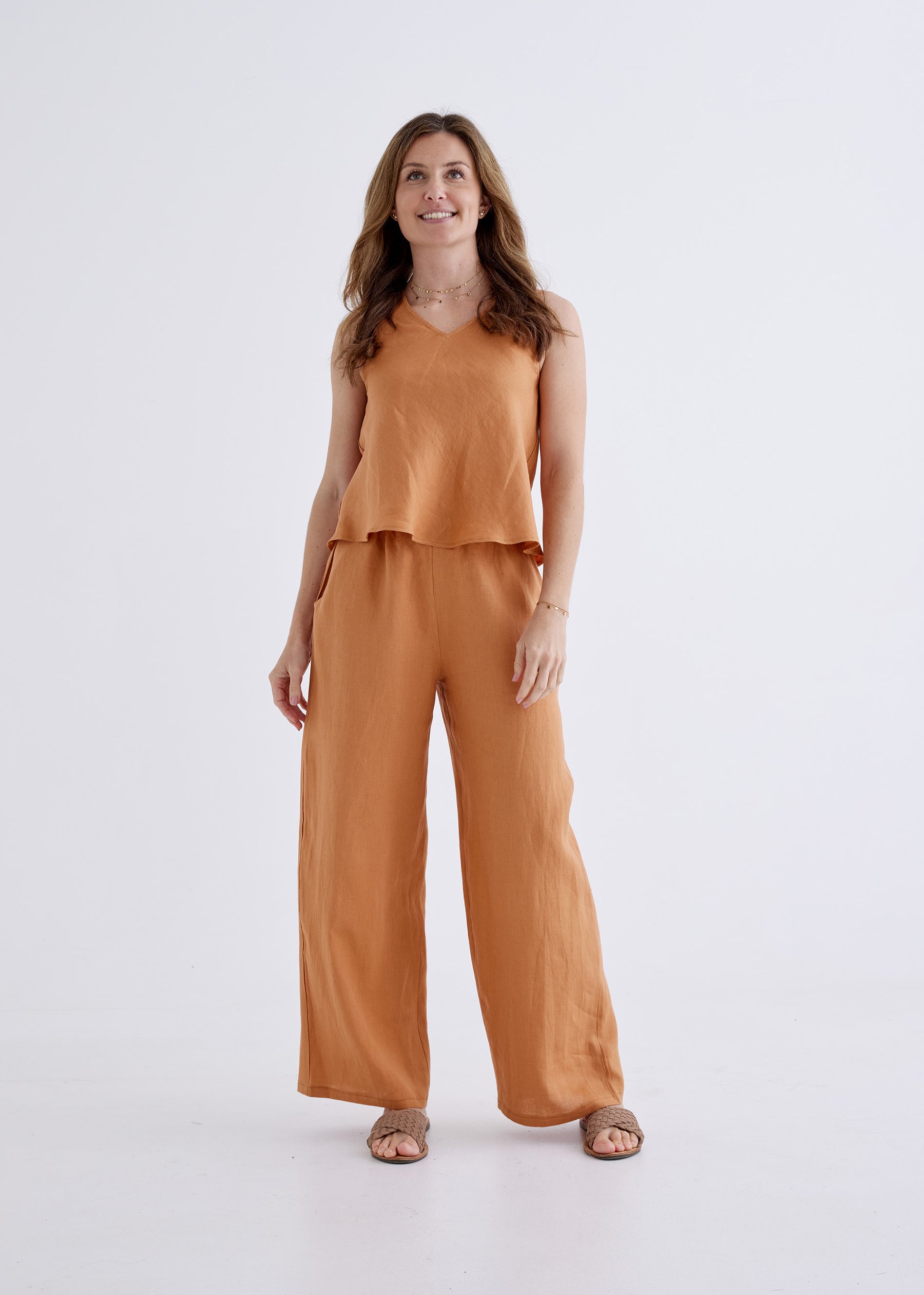 Amy Linen Top in Ginger | Australian Made – Devina Louise