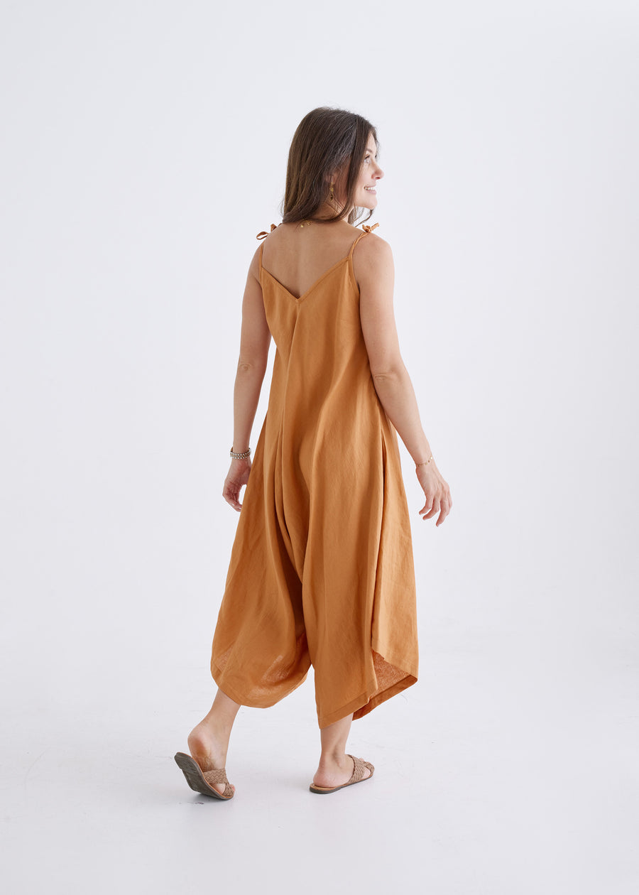 Willow Linen Jumpsuit in Ginger | Australian Made – Devina Louise